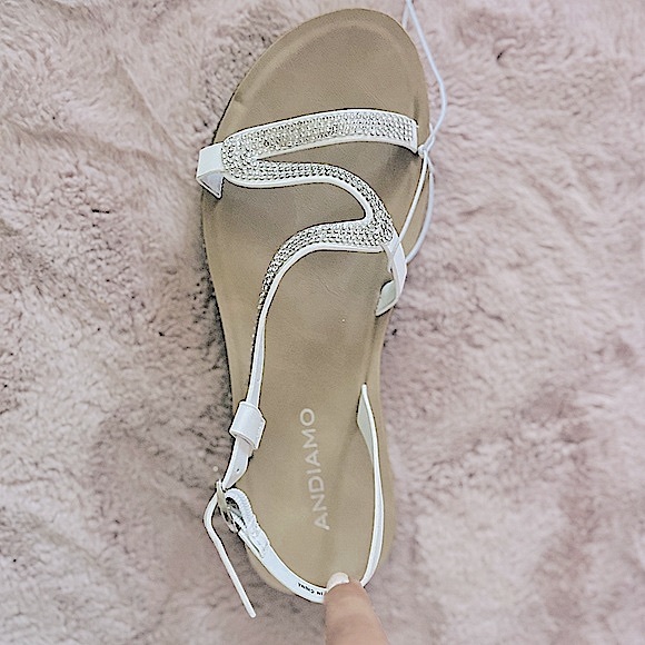 Andiamo | Shoes | Andiamo Sheldon White Rhinestone Ankle Strap Sandals ...